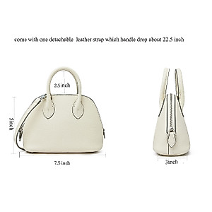 DORIS&JACKY Small Leather Dome Crossbody Bag Cute Shell Shape Zip Around Handbags (2-Off White)