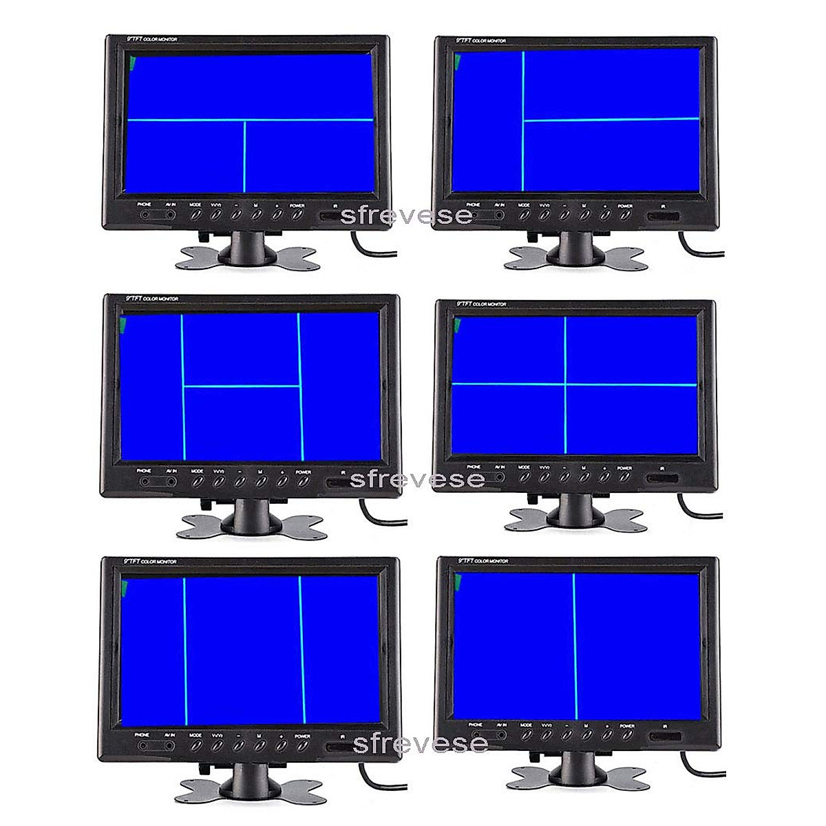 Vehicle Backup Cameras Monitor kit, 4X 4Pin 18 LED IR Car Reversing Backup Parking Camera+ 9" LCD 1/2/3/4CH Split Monitor Car Rear View Kit for Bus Truck Motorhome Caravan Trailer Camper 12V-24V