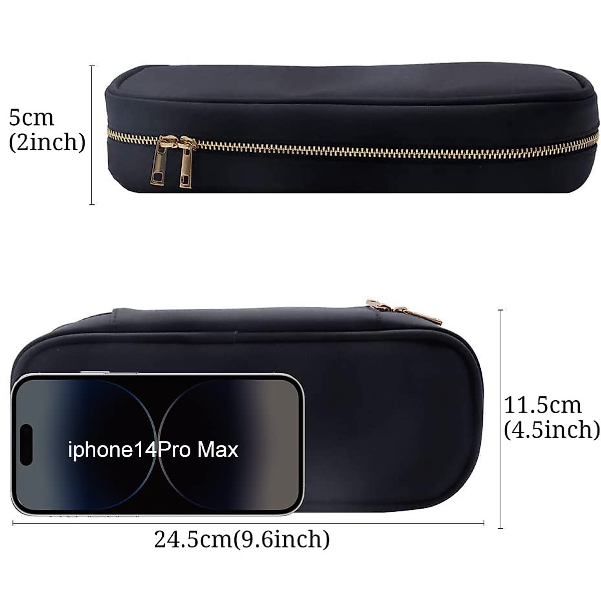 Professional Cosmetic Case-Makeup Brush Holder Organizer-Travelling Makeup Artist Case with Zipper-Waterproof Material & Multi functional Cosmetic Bag Makeup Handbag for Travel &Home Gift (Black)