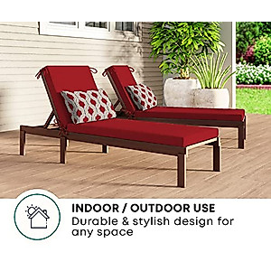 Honeycomb Indoor / Outdoor Textured Solid Scarlet Red Chaise Lounge Cushion: Recycled Polyester Fill, Weather and Stain Resistant Patio Cushions: 22.5" W x 70" L x 3.5" T, 1 Count (Pack of 1)