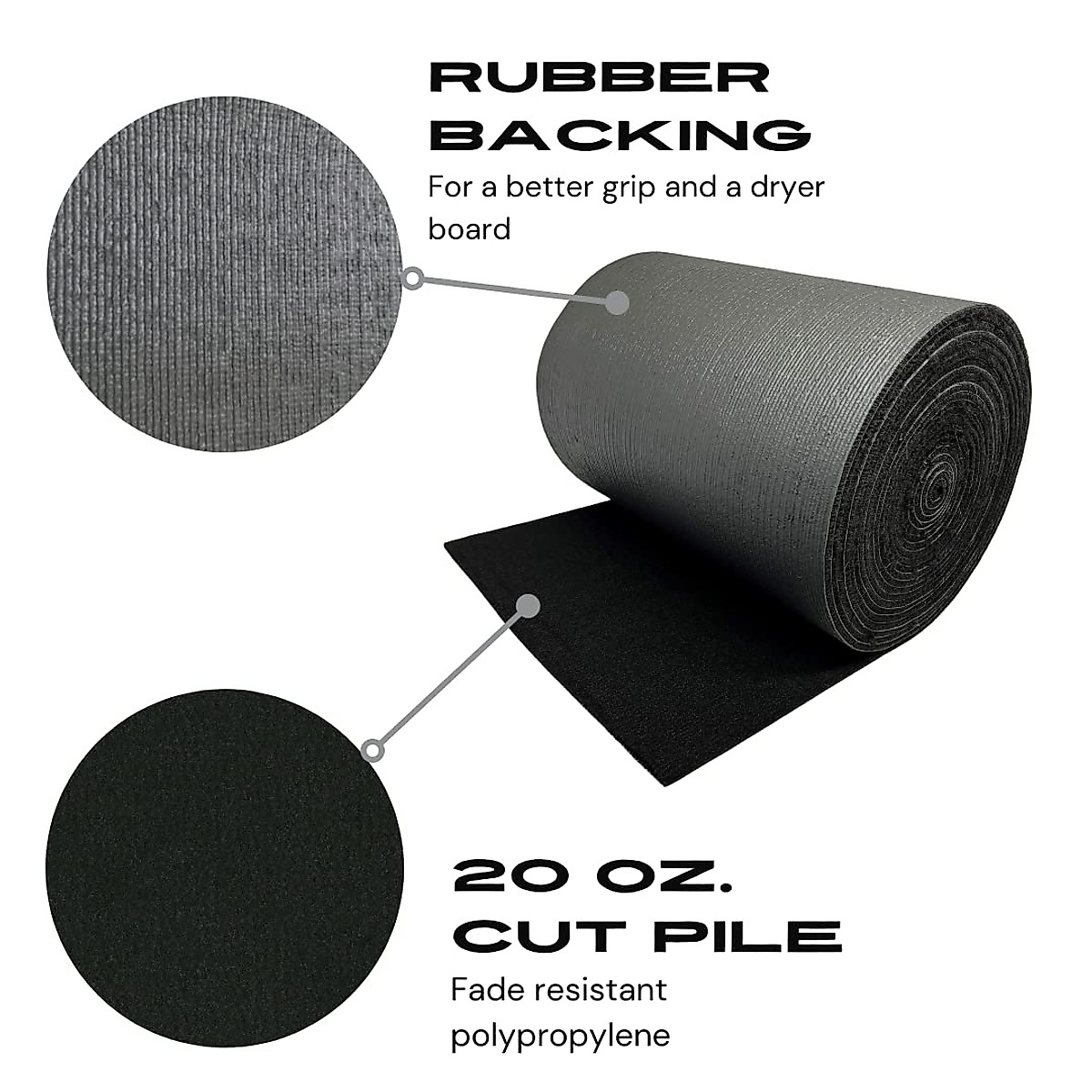 Carpet by the Foote, Boat Trailer Bunk Carpet, Trailer Guide Carpet, Marine Carpet, Boat Carpet, Bunk Padding,18" x 30', Black