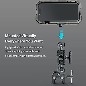 SmallRig Quick Release Ballhead Magic Arm 360° Rotation Articulating Magic Arm with 1/4" Screw, Drop-in HawkLock Camera Clamp for Field Monitor, Camera, Light, Max Load of 5kg, Aluminum Alloy - 3515B