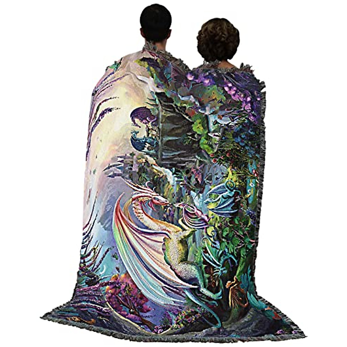 Pure Country Weavers Dragon Valley Blanket by Rose Khan - Gift Fantasy Tapestry Throw Woven from Cotton - Made in The USA (72x54)