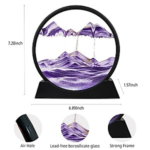 Dynamic Sand Art, Moving Sand Art with 3D Deep Sea Sandscape, Relaxing Sand Painting for Kids & Adluts in Desktop Home Office (Purple 7")