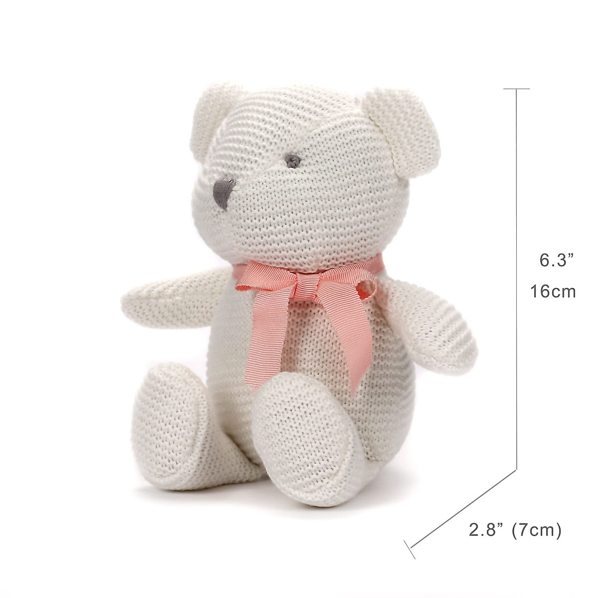 FLUFFYFUN Organic Baby Toys Pink Elephant Stuffed Animals 7.1"