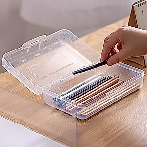 CENGNIAN 1 Pack Large Capacity Clear Pencil Box, Clear Pencil Case, Plastic Crayon Box, Pencil Cases, Plastic Pencil Case, Plastic Pencil Box, Crayon Box Storage, Hard Pencil Case