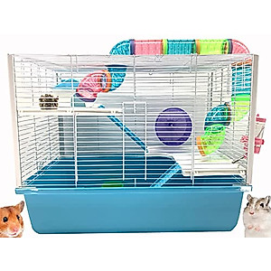 Large 3-Levels Habitat Dwarf Hamster Mansion Mouse House for Rodent Gerbil Mice Rat with Crossover Tube Tunnel Expandable and Customizable