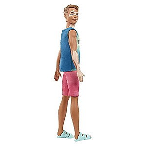 Barbie Fashionistas Ken Fashion Doll #192 with Brunette Cropped Hair & Vitiligo in Malibu Tank, Shorts & Sandals