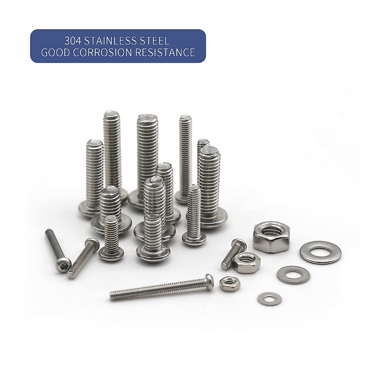 1200 PCS Nuts and Bolts Assortment Kit, Metric M2 M3 M4 M5 Machine Screws, Stainless Steel 304 Hex Socket Head Cap Bolts and Nuts Kit.