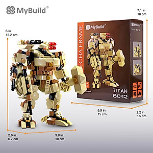 MyBuild Mecha Frame Titan - Toy Building Sets Mecha 6 Inches, Build Robot Mech, Adjustable Action Poses, All Major Building Bricks Compatible, for Mech Fans