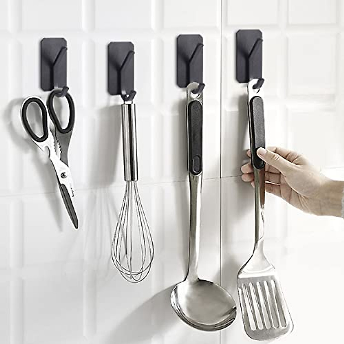 JIFEIFAN Adhesive Wall Hooks,Bathroom Towel Hook,Punch-Free Stainless Steel Hooks for Bathroom Kitchen Home Door Towel Coat Key Robe,Heavy Duty Wall Hooks