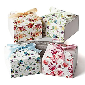 Hayley Cherie - Square Gift Treat Boxes with Ribbons (20 Pack) - 5.8 x 5.8 x 3.7 inches - Thick 400gsm Card - For 20 Count (Pack of 1)
