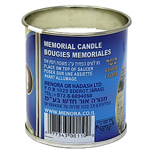 Yartzeit Memorial Candle in Tins - 6 Pack - 26 Hour Burning Time - Made in Israel, Jerusalem Candles - Set of 6 1 Day Candle