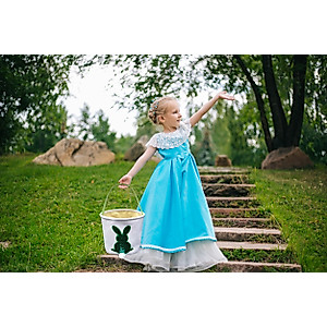 Jolly Jon Easter Bunny Basket Bag - Green to Silver Sequin Colors - Kids Easter Egg Hunt Baskets - Color Changing Reusable Party Bags - Rabbit with Cotton Tail Canvas Tote