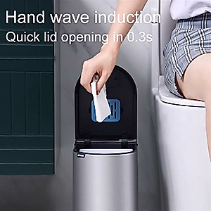 CANMNT Trash Can Intelligent Induction Trash Can Automatic Household Toilet Toilet with Lid Narrow Paper Basket Sandwich Trash Can Trash Can Wastebasket
