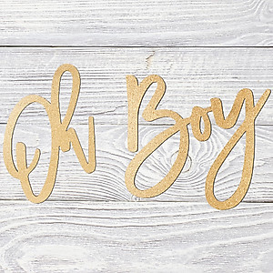 OH BOY Sign (Wooden/Gold) for Baby Shower Decorations，Party Banner, Gender Reveal, Baby Announcements, 1st Birthday Party, and Backdrop Wall Photo Prop