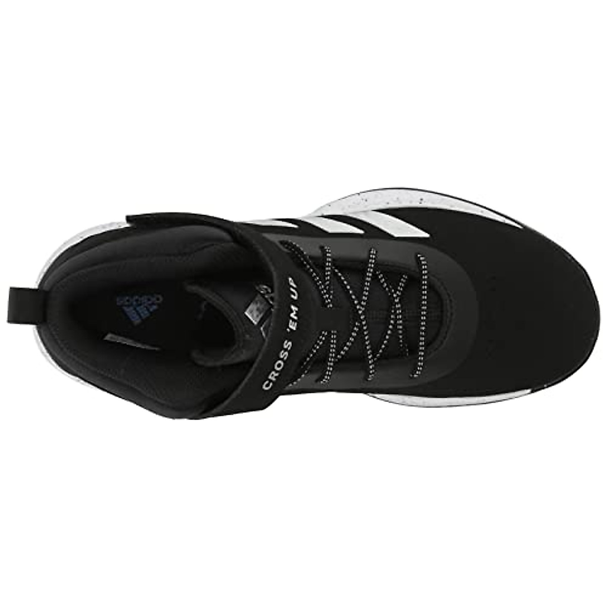 adidas Cross Em Up 5 Basketball Shoe, Black/Silver Metallic/White, 6 Wide US Unisex Big_Kid