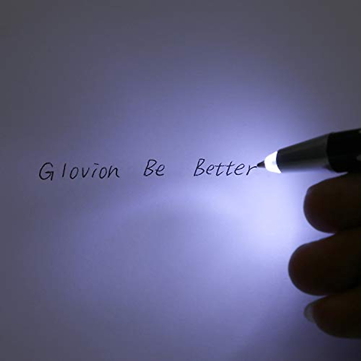 Glovion Lighted Tip Pen with Stylus 3-in-1 - LED Penlight Light Up Pen Light Ballpoint Pen with Light for Writing in The Dark - Pack of 3 - White Light - GL006
