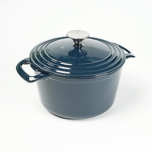 HAWOK Enameled Cast Iron Dutch Oven with Lid, 3.5 Quart, Deep Round Dutch Oven with Dual Handles, Navy Blue