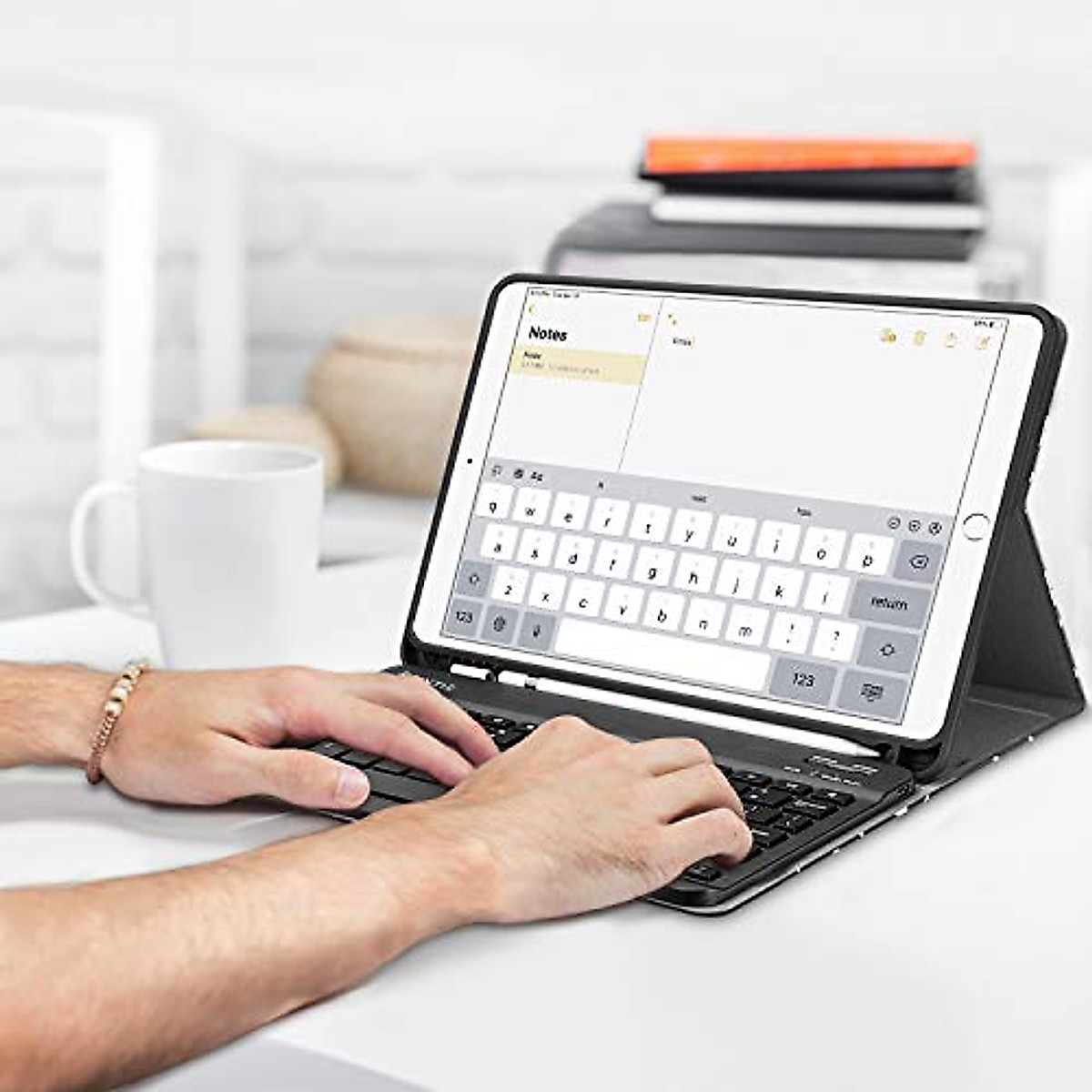 Fintie Keyboard Case w/Pencil Holder for iPad Air 3rd Gen 10.5" 2019 / iPad Pro 10.5" 2017 - SlimShell Soft TPU Back Protective Cover w/Magnetically Detachable Wireless Bluetooth Keyboard, Composition