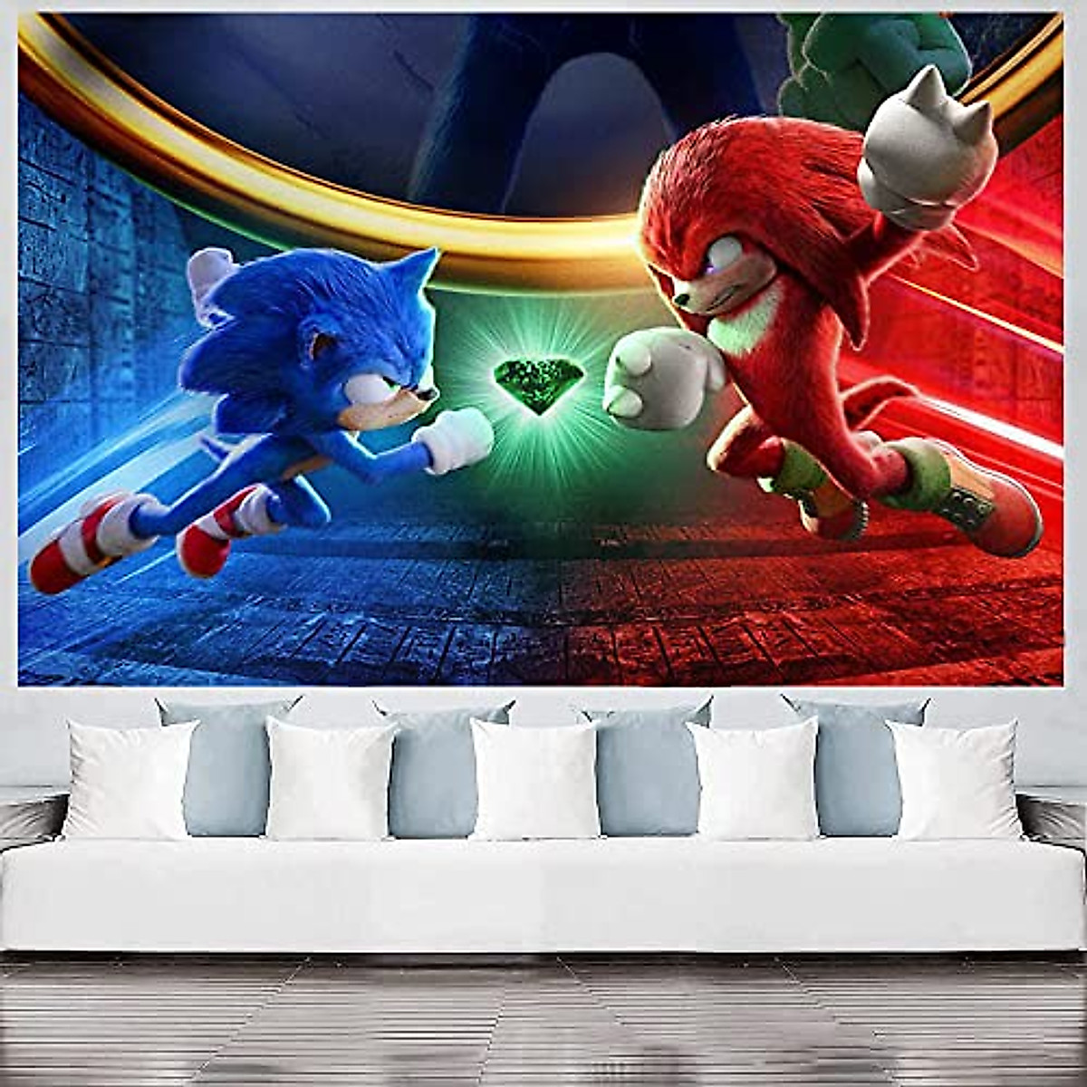 Sonic Birthday Party Supplies, Happy Birthday Backdrop for Sonic Party Supplies, 5 x 3Ft Birthday Backdrop for Sonic Birthday Party Decor