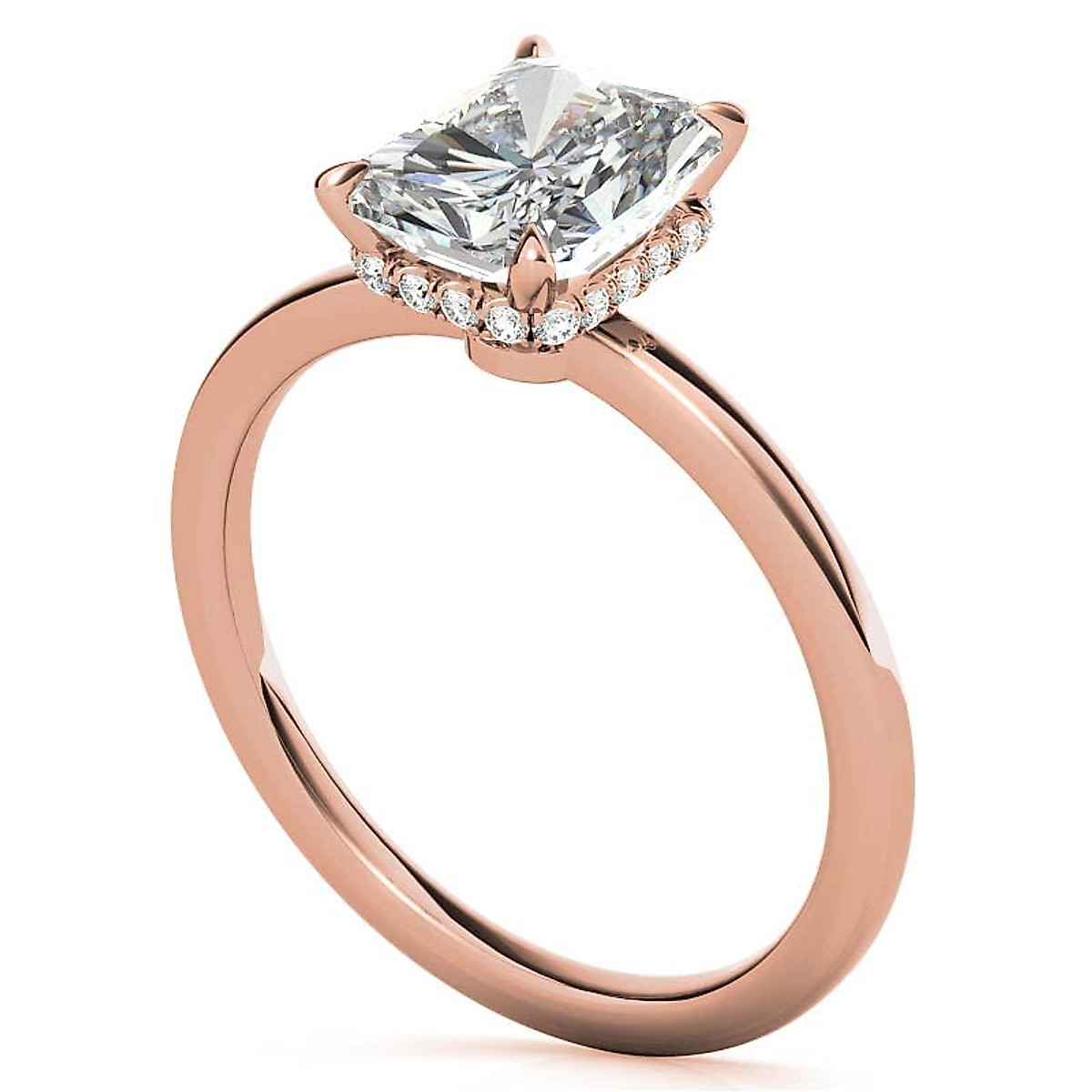 10K Solid Rose Gold Handmade Engagement Ring 3 CT Radiant Cut Moissanite Diamond Solitaire Wedding/Bridal Ring Set for Women/Her Propose Ring (7.5)