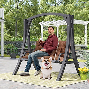 MZZDJJQ Porch Swing Cushions, Swing Cushions for Outdoor Furniture with 8 Ties, Thickened Swing Cushion 2-3 Seats with Backrest, Suitable for Porch, Patio, Garden (Red, 60 x 40)