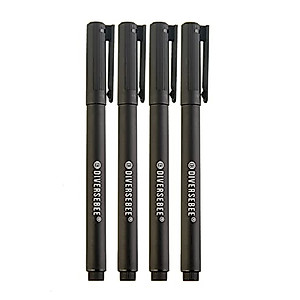 DIVERSEBEE Fine Tip Pens, 4 Pack Quick Dry Markers, Bible Journaling Pens, School Art Supplies, Transparent Sticky Notes Writing Pens, Black Fineliners, Fine Tip Markers for Planners and Notebooks