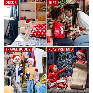 DolliBu Santa Rainbow Seahorse Stuffed Animal Plush Toy - Wild Animal Dress Up with Red Santa Claus Hat, Cute Wildlife Gift, Perfect Holiday with Name Personalization - 15 Inches