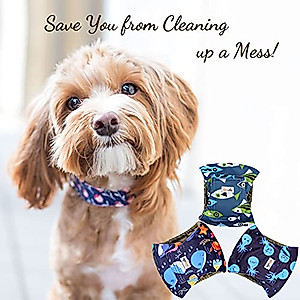 Grecle Premium Male Dog Wraps - High Absorbency Male Dog Diapers (Pack of 3) - Washable Belly Band for Male Dogs Incontinence and Puppy Training (Seafloor, S)