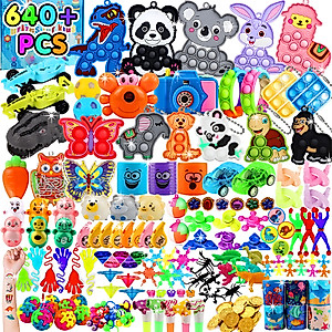 Kiss Monkey 640 PCS Prize Treasure Box Toys for Classroom, Party Favors for Kids, Fidget Toys Bulk, Goodie Bags Stuffers for Kids, Birthday Gifts, Pinata Stuffers, Carnival Prizes