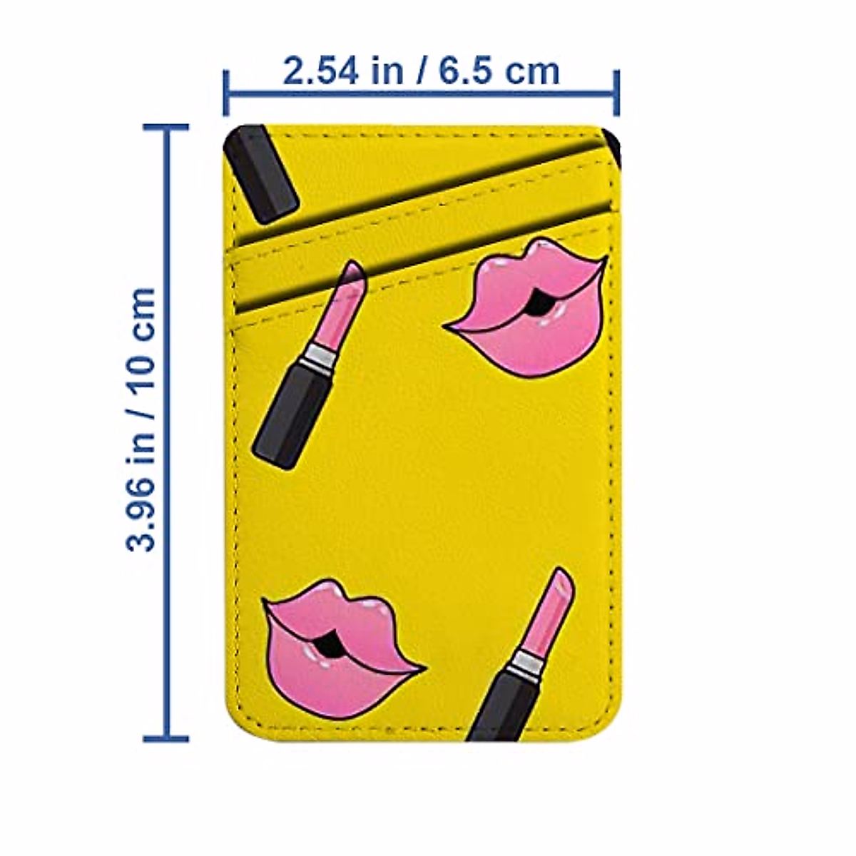 Diascia Pack of 2 - Cellphone Stick on Leather Cardholder ( Female Lips Mouth Kiss Pomade Pattern Pattern ) ID Credit Card Pouch Wallet Pocket Sleeve