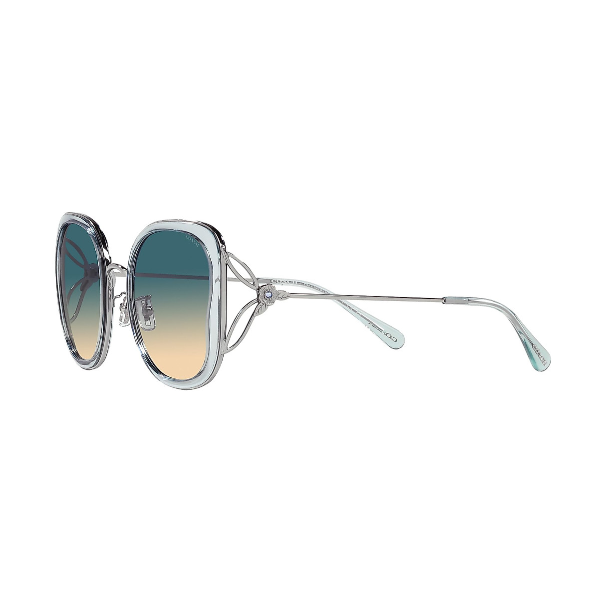 Coach HC7153B Sunglasses, Transparent Blue/Blue Yellow Gradient, 54 mm