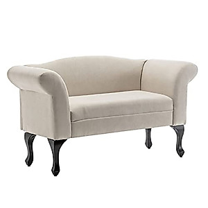 LJMXG Couch Lounge Bed with Wooden Legs, Upholstered Linen Fabric Loveseat Sofa & Armrest Chair for Bedroom