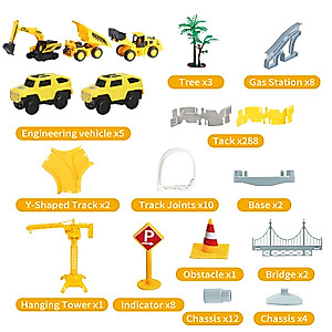 LIKID 346PCS Construction Race Tracks for Kids Boys Toys,Track Series,Construction Car and Flexible Track Playset Create A Engineering Road Toys for 3 4 5 6 7 8 Years Old Boys Girls DIY Gift