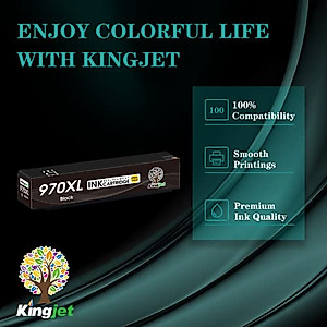 Kingjet Compatiable for HP 970XL Black Ink Cartridge Replacement for HP 970 971 970XL 971XL Work with Officejet Pro X576dw X451dn X451dw X476dw X476dn X551dw Printers, 1 Pack for HP Ink 970XL Black