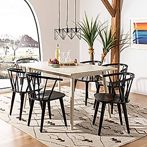 Safavieh Home Collection Blanchard Black Curved Spindle Side Chair, Wood, (Set of 2)