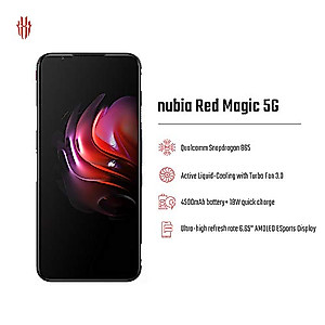 nubia RedMagic 5G Gaming Phone 8GB RAM + 128GB ROM/Smartphones with Qualcomm Snapdragon 865/144Hz: Refresh Rate 6.65″ AMOLED Display/64MP Triple Camera NFC(Black