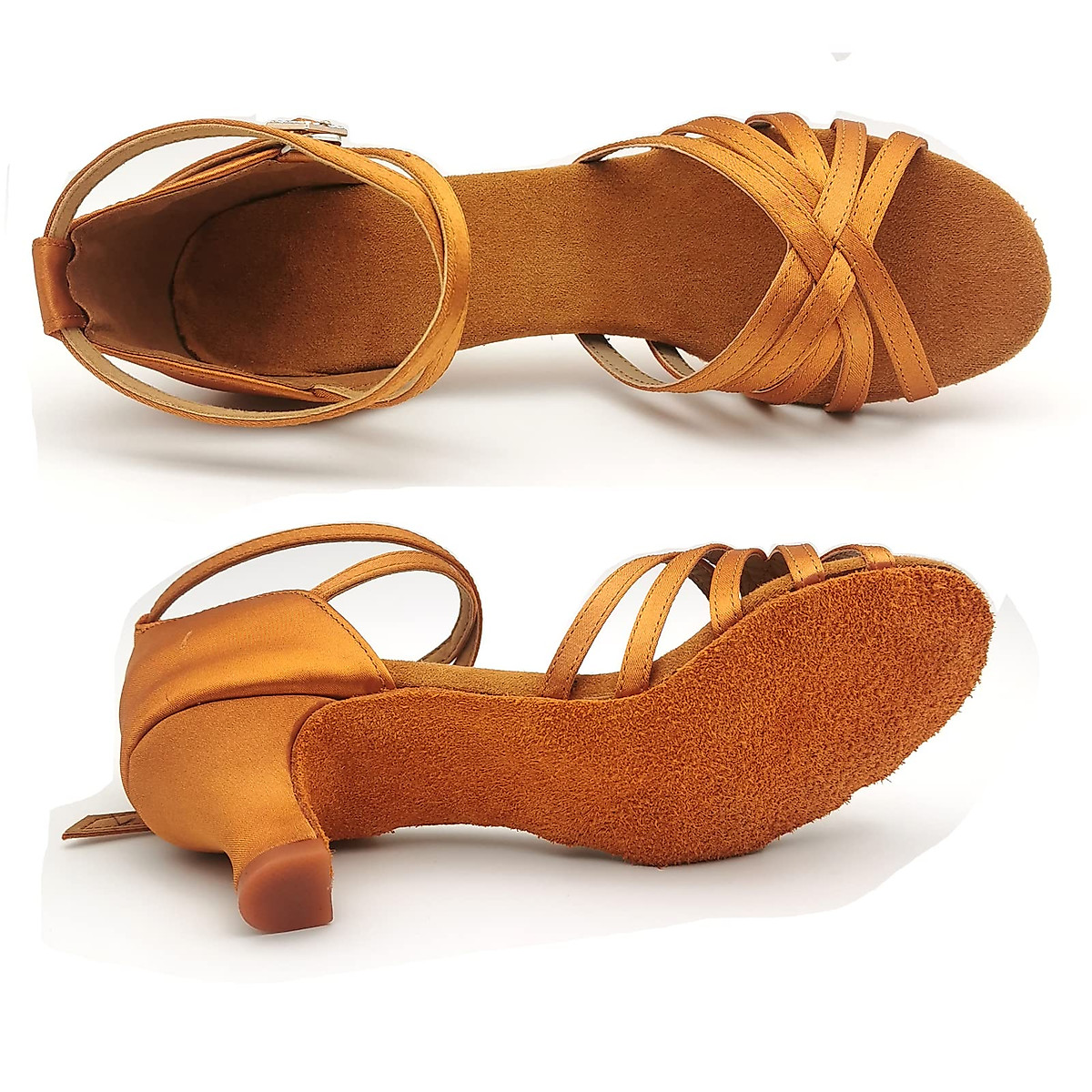 Aryatrion Latin Dance Shoes for Women Satin Professional Ballroom Salsa Cha-cha Practice Performance Dance Shoes 2 inch Size 7 WBBN537