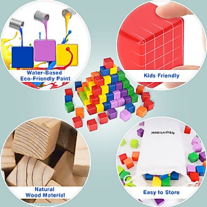 100PCS Wooden Building Blocks Stacking Game 1 Inch Rainbow Cubes Blocks Set Preschool Learning Educational Toys for Toddlers Boys Girls