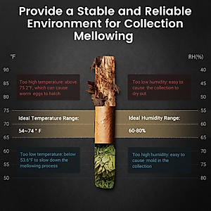 KingChii 26L Electric Cigar Humidors with Temperature Control System, Cigar Cabinet with Spanish Cedar Wood Shelves & Hygrometer, Father's Day Gifts for Men (4 Layers 200 Capacity)