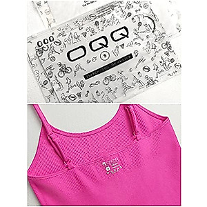 OQQ Women's Yoga One Piece Ribbed Spaghetti Strap Exercise Romper, Rose, Small