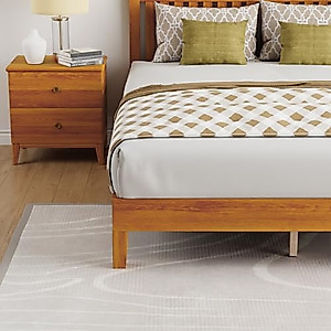 PayLessHere Wood Platform Bed Frame Solid Wood Foundation/Wood Slats Support/No Box Spring Needed/Easy Assembly,Brown (with Headboard, Queen)