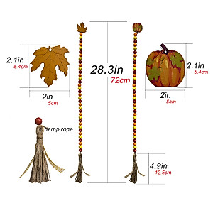 OperSeven 2Pcs Thanksgiving Wooden Bead Tassels Ornaments with Pumpkin and Maple Leaves Halloween Pumpkin Wooden Bead Tassels Ornament Fall Harvest Home Decoration