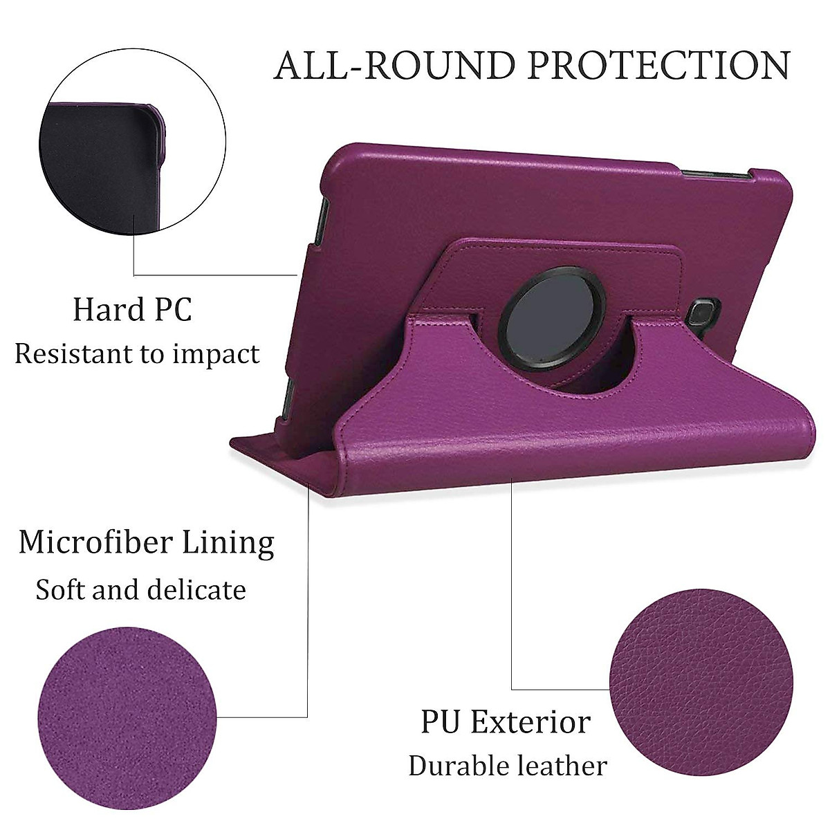 Tablet Case for Samsung Galaxy Tab A 10.1 2016 Model T580, EKVINOR Premium PU Leather 360 Degree Rotating Cover for Galaxy Tab A 10.1 inch