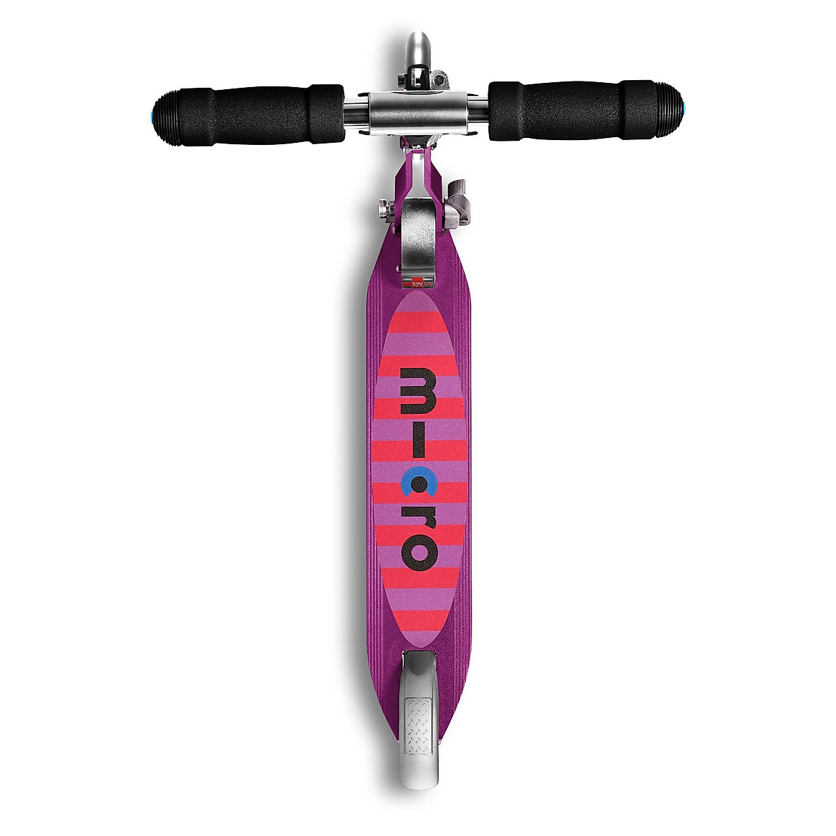 Micro Kickboard- Sprite LED - 2 Wheeled Kick Scooter Ages 6+, fold-to-Carry, Lightweight, Portable Scooter with Motion-Activated Light-up Wheels (Purple Stripe)