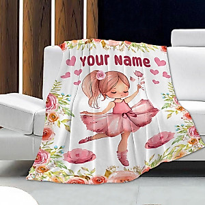 Personalized Blanket with Name Custom Ballet Dancer Custom Name Flannel Blanket Soft Throw Meaningful Gift for Toddlers Girls Boys Kids Pets Daughter Son 50 * 40" S for Kid