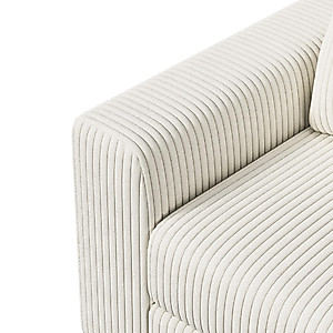 WeaArco 161" Modular Sectional Couch, Cloud Couch Sectional 5 Seater, Corduroy Sectional Sofa with 7 Pillows, 5 Seater Reversable Sectional Couch for Modern Living Room Bedroom Apartment Office, Beige