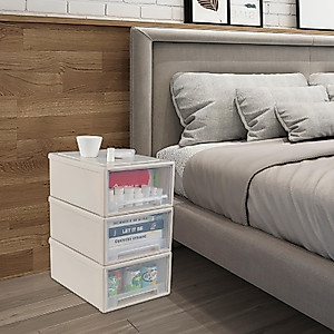 Udotry 4 Packs 18 Quart Plastic Stacking Storage Drawers, Large Stackable Drawer Unit