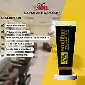 SOUL MATE Sulfur Anti-dandruff Hair Cream With Menthol (5.9oz) | Fast Relief With Herbal Extract | Scalp Treatment For Dry Itchy Scalp | Dandruff Free Hair Moisturizer